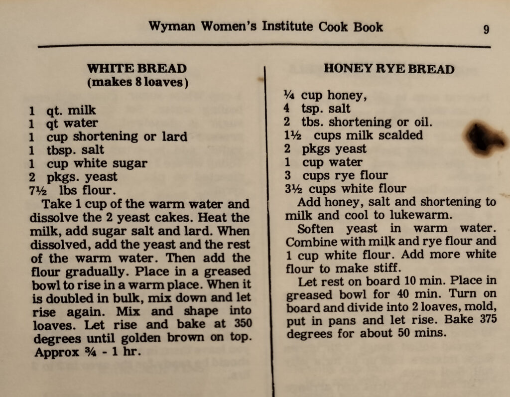 Livre de recettes de l'Institut des femmes de Wyman - Pain blanc et ...