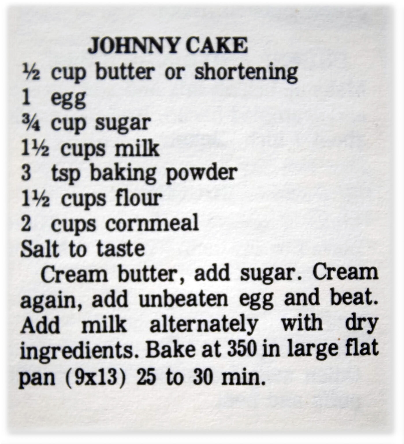 Livre de recettes de l'Institut des femmes de Wyman : Johnny Cake - The ...